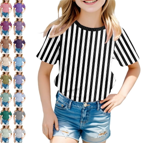 Bmisegm Boys T Shirts Carnival Striped Short Sleeve T Shirt Colorful ...