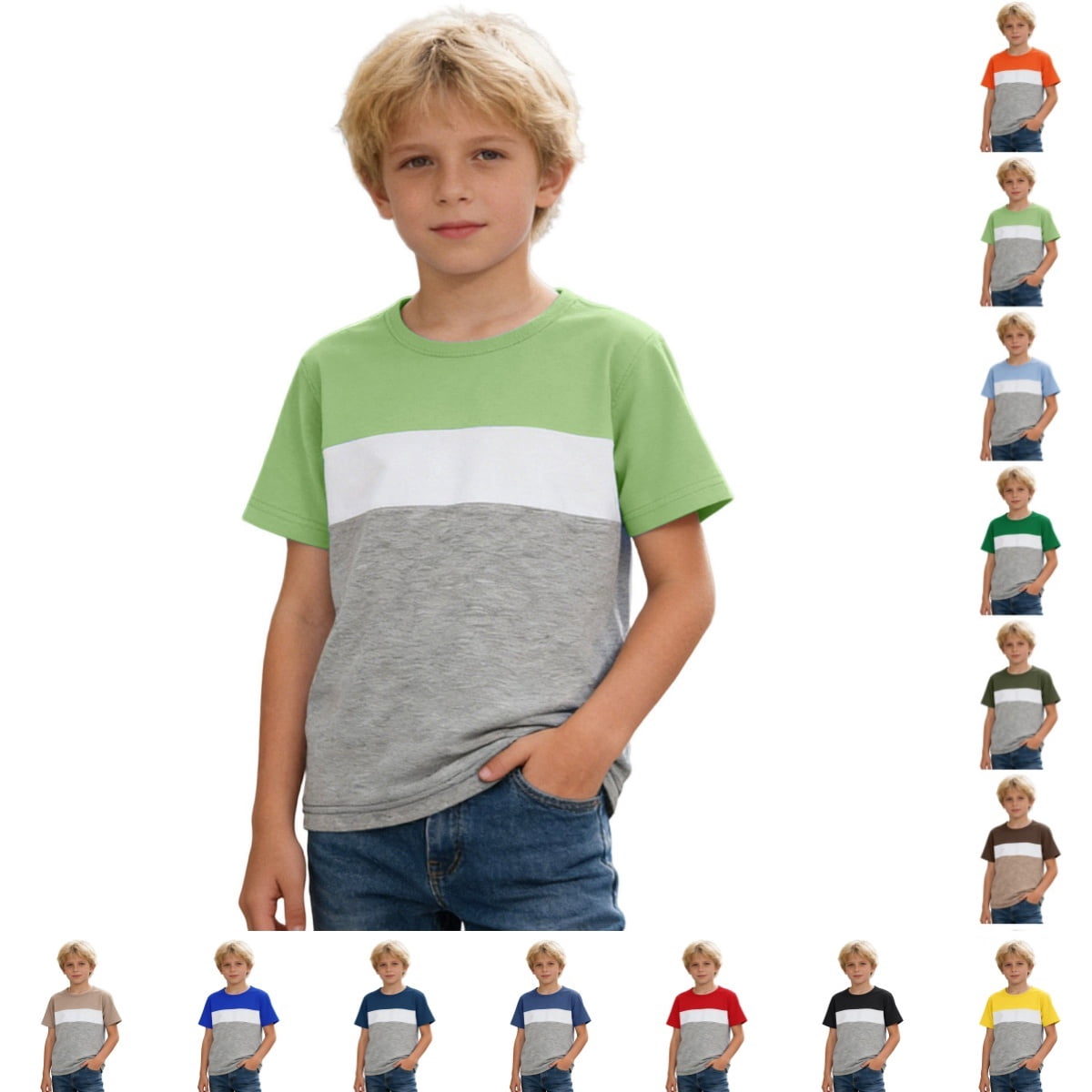 Bmisegm Boys T Shirts Color Boys for Kids Youth Casual Crewneck Long ...