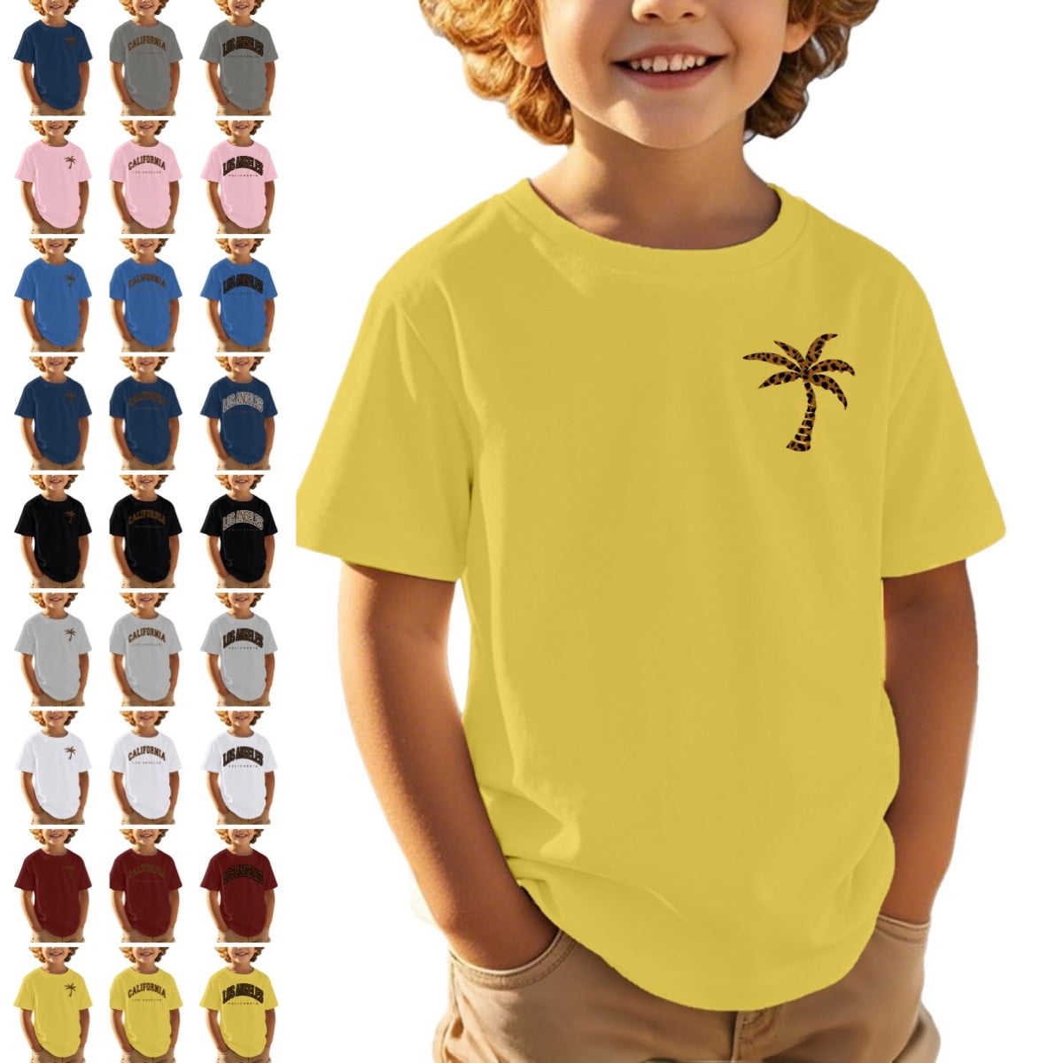 Bmisegm Boys Tshirts Boys and Girls Printed Top Children Casual Sports ...
