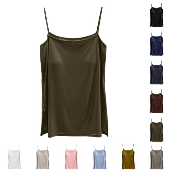 Bmisegm Built in Bra Tank Tops for Women Sleeveless Drop Shoulder ...