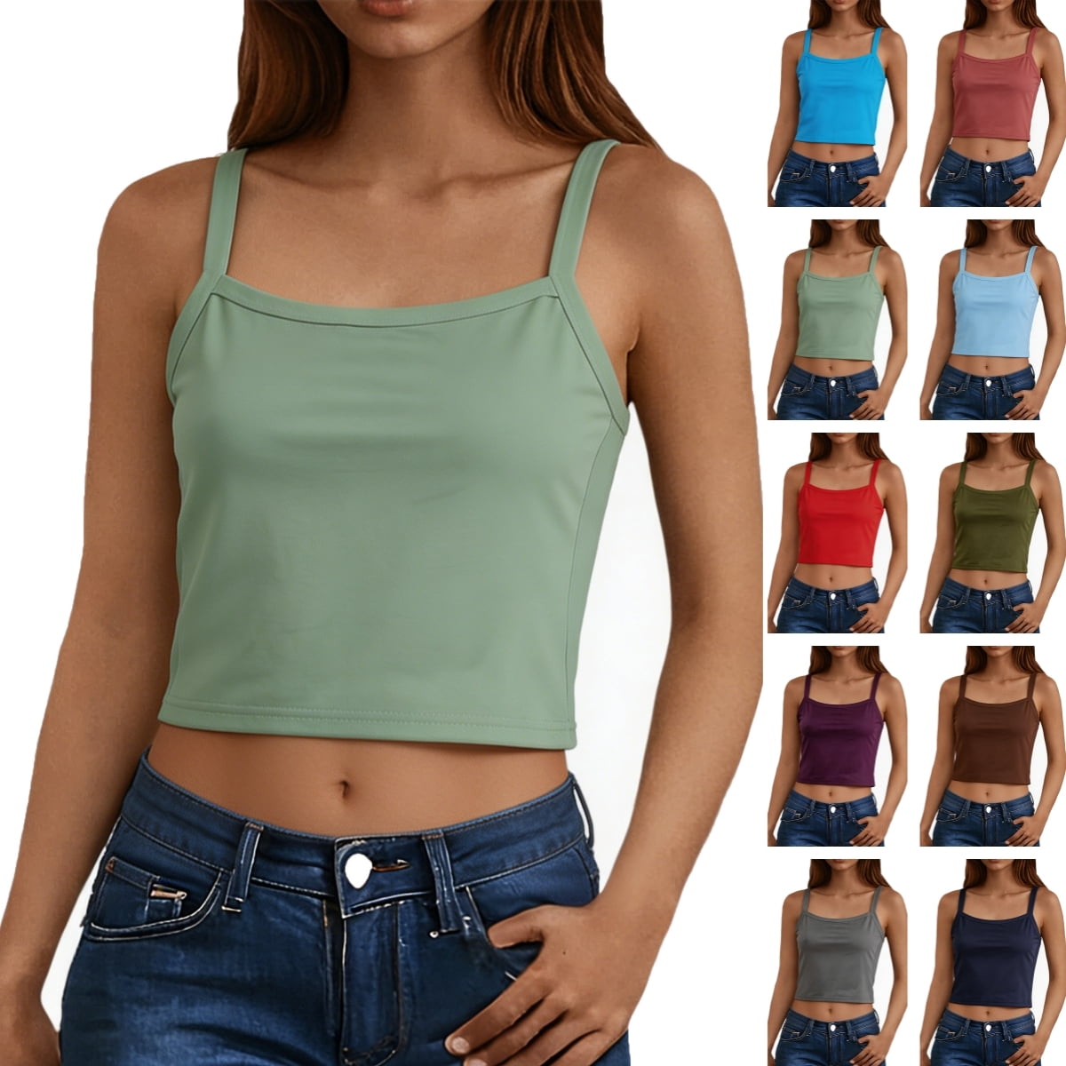 Bmisegm Built in Bra Tank Tops for Women Sleeveless Camisole Slim ...