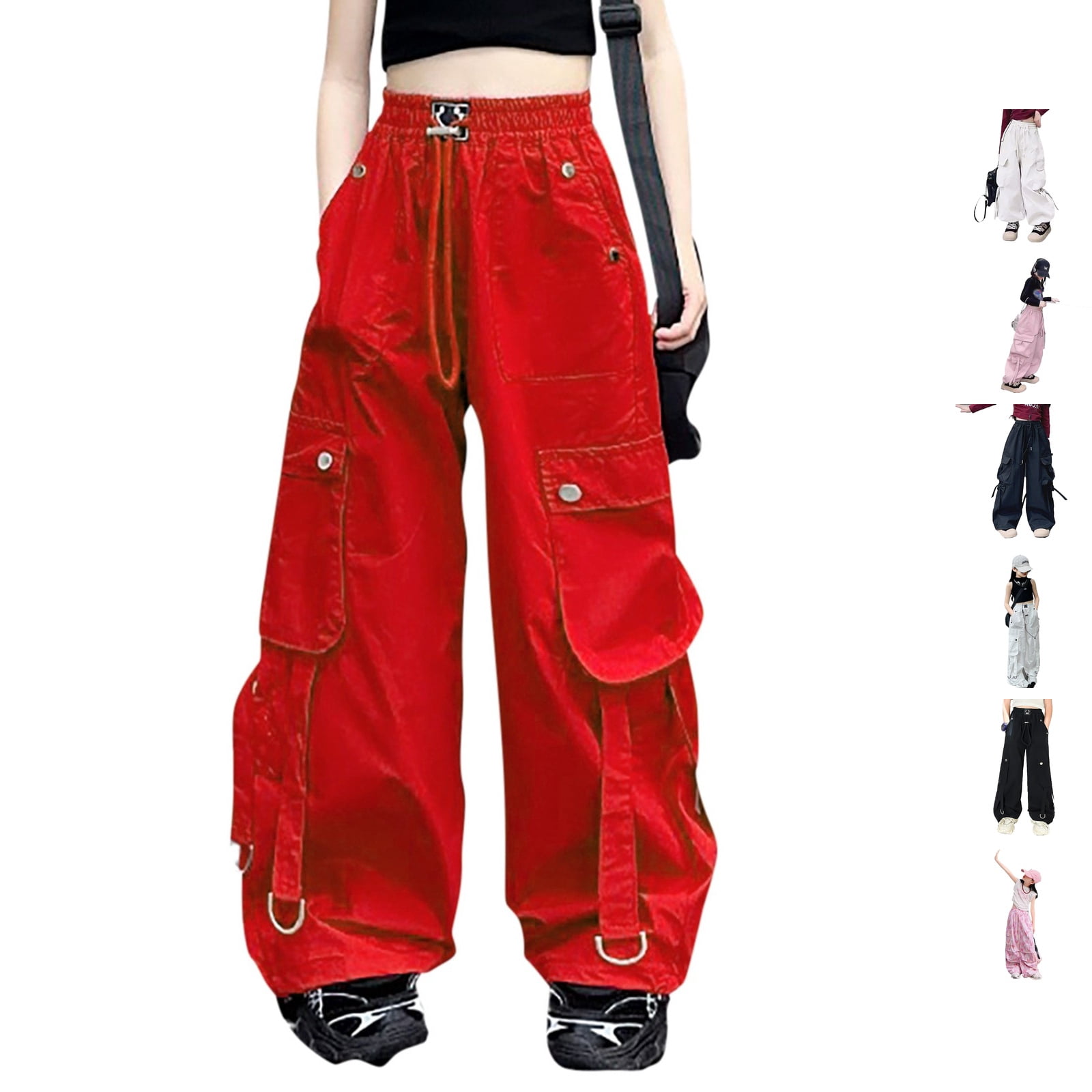 Bmisegm Cargo Pants High Waist Wide Leg Joggers for Casual Dance and ...