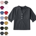 Bmisegm Long Sleeve Tops Solid Color Shirt with Stand Collar and ...