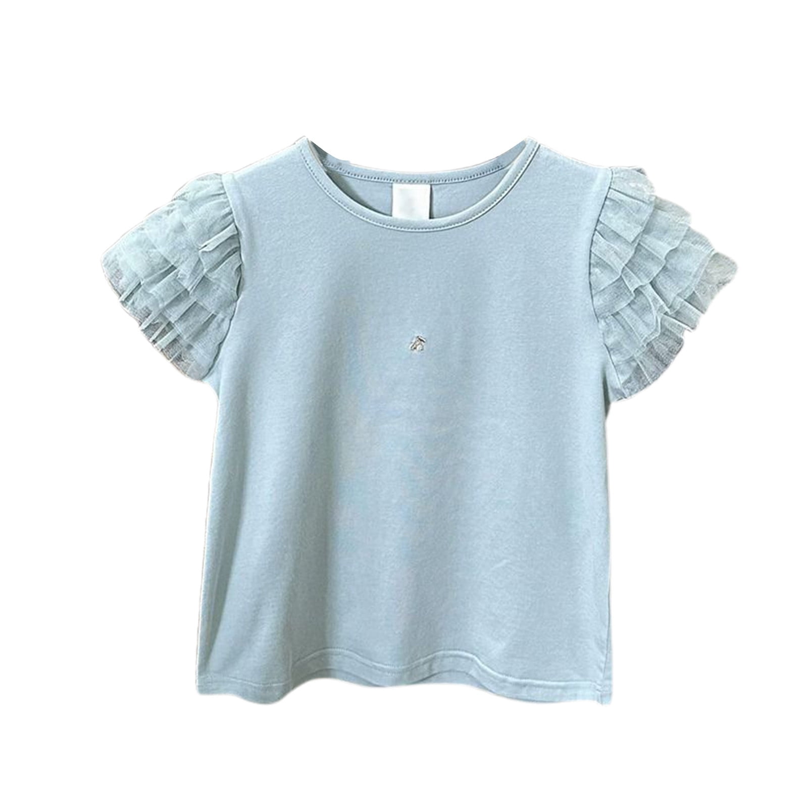 Bmisegm Cute Shirts For Teens Summer Dress Baby Girl Round Neck Netted ...