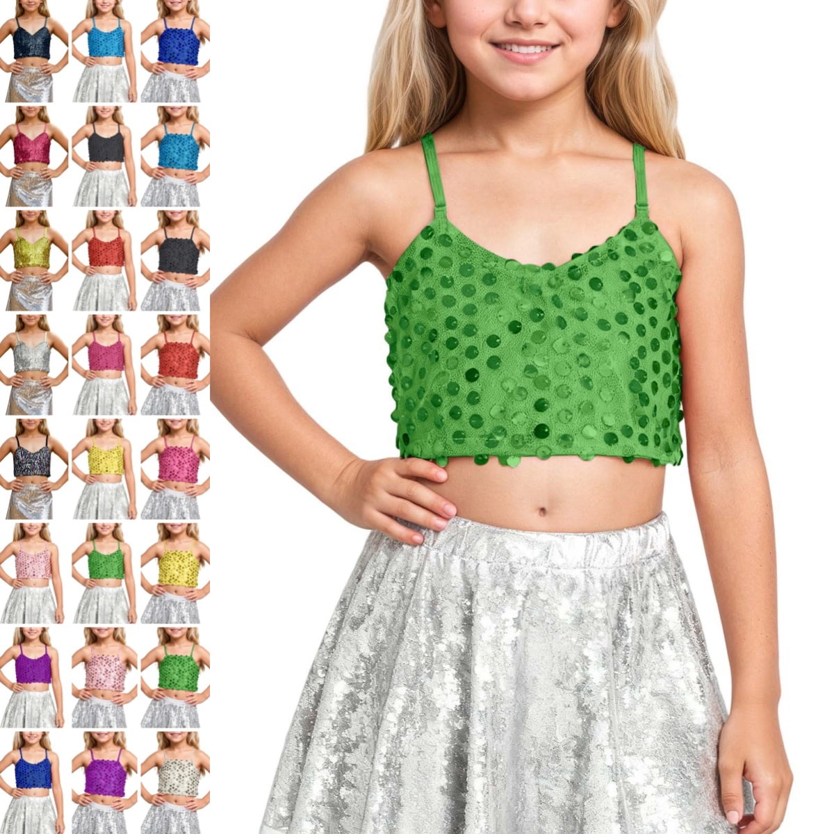 Bmisegm Going Out Top Kids' Adjustable Elastic Band Crop Top Summer ...