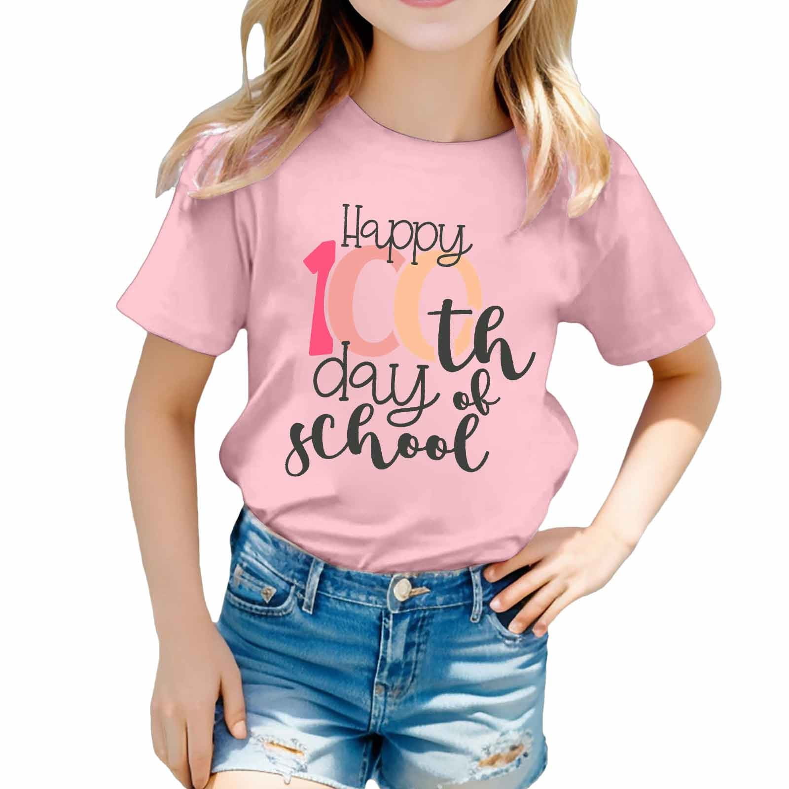 Bmisegm Cute Tops For Girls Childrens Printed Round Neck Short Sleeved ...