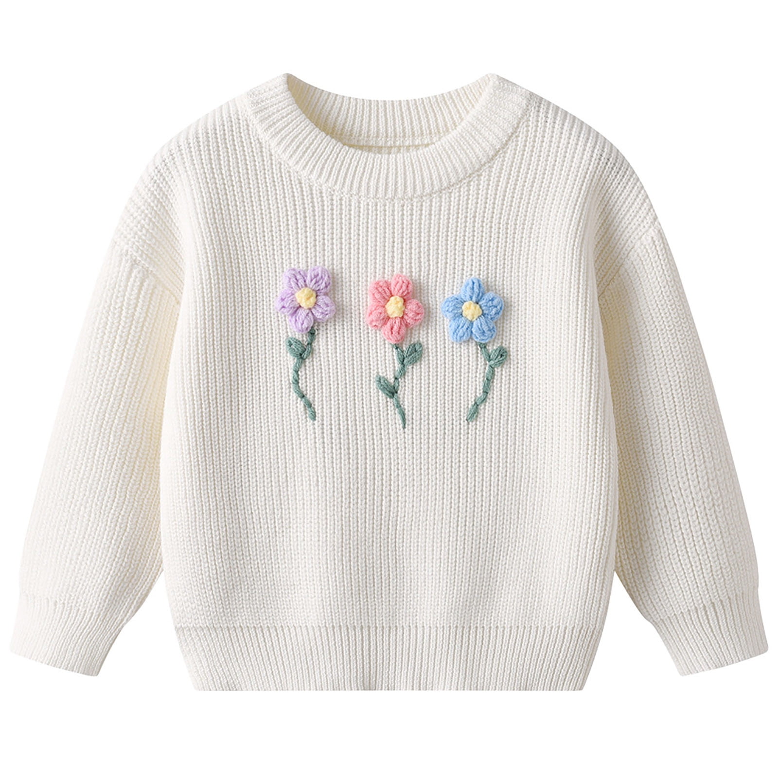 Bmisegm Cute Tops For Teen Girls Girls Knit Sweater Hand Embroidered ...