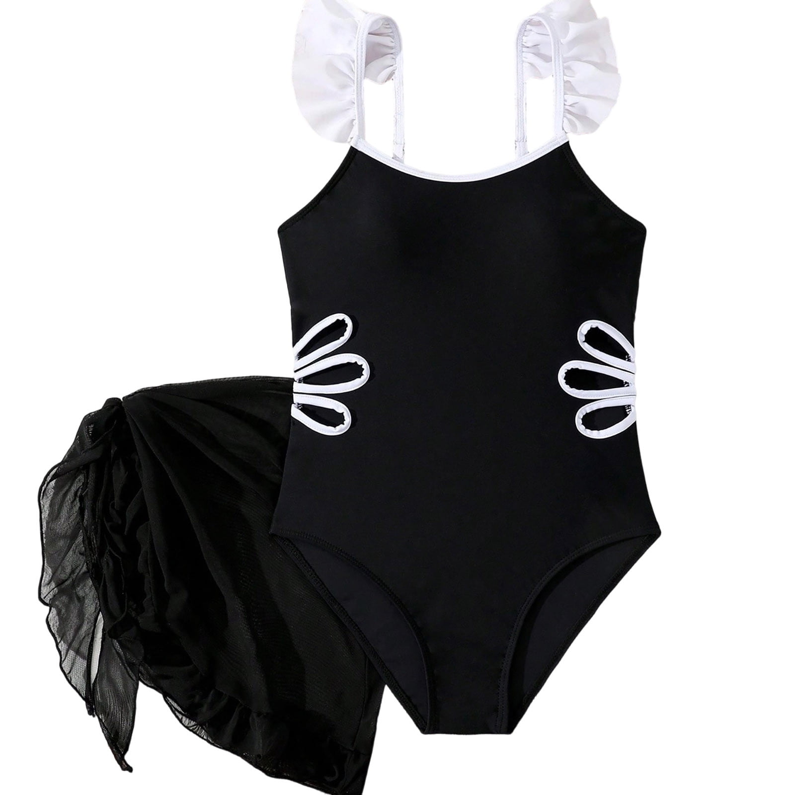Bmisegm Girls Bathing Suits Solid Color Bikini Style Monokini One-Piece ...