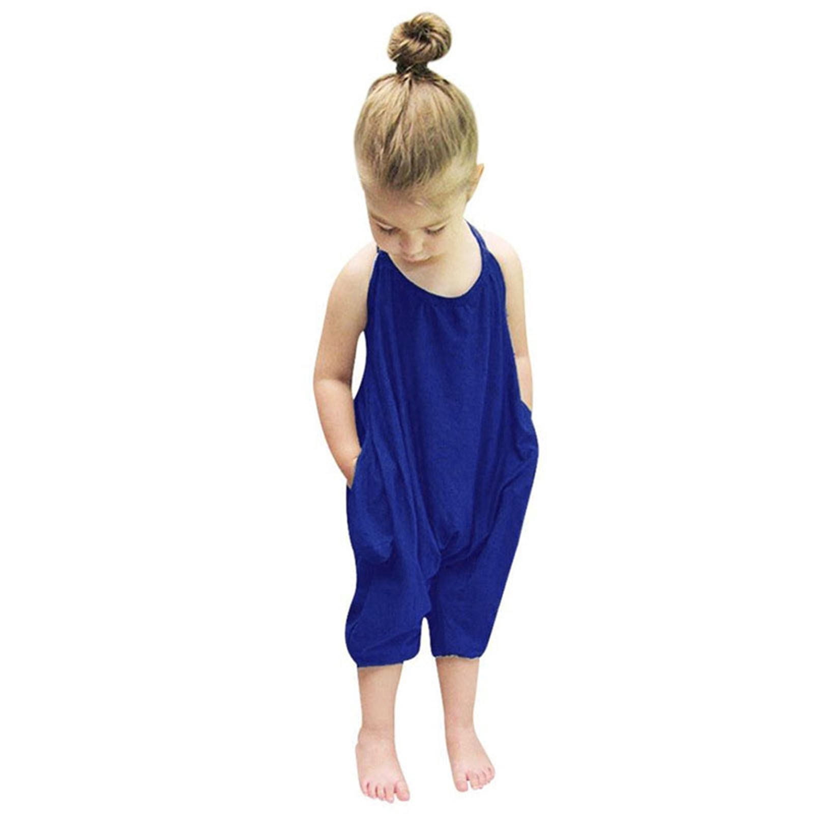Bmisegm Girls Jumpsuit Sleeveless Backless Pants One Piece Romper with ...