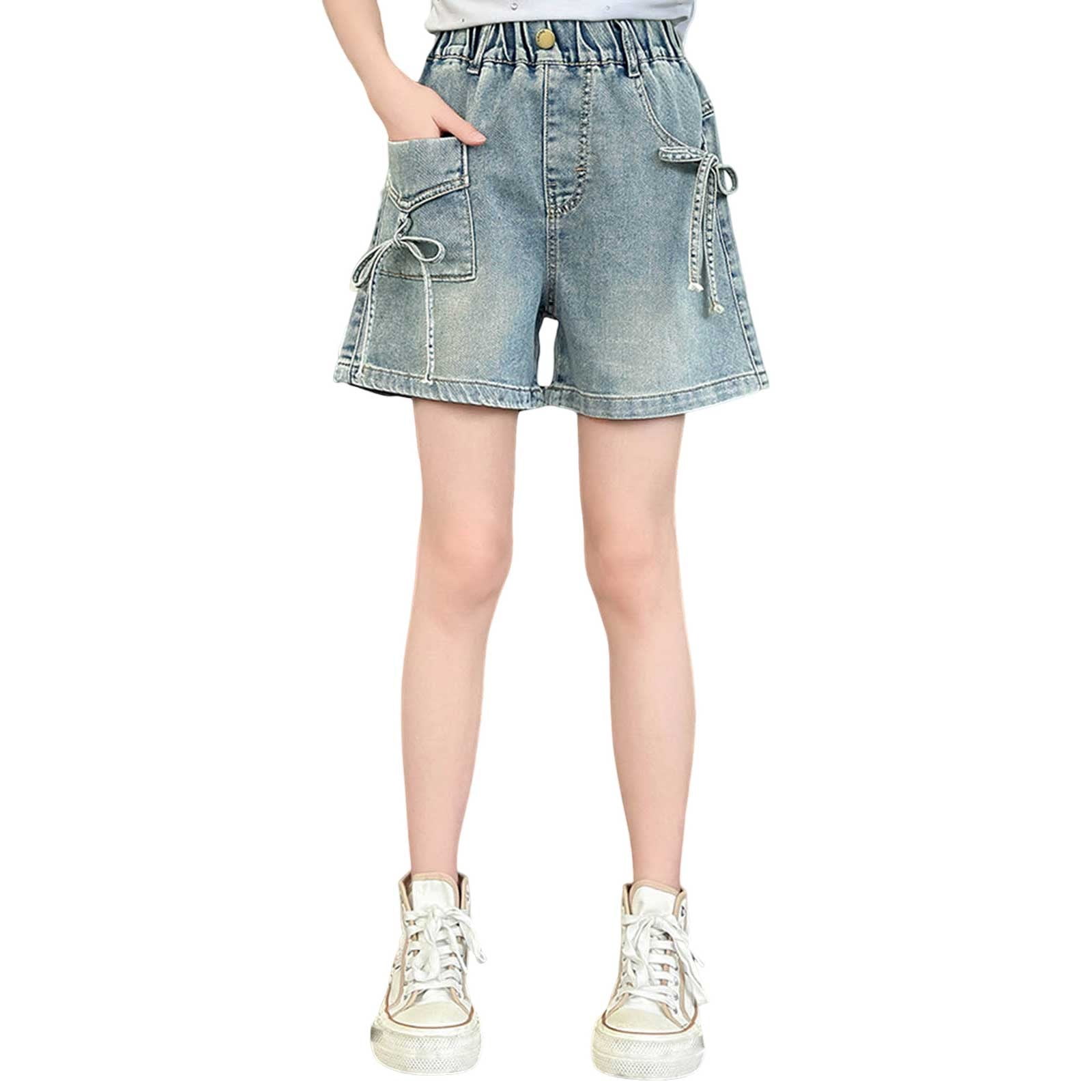 Bmisegm Girls Pants Girls Denim Shorts Summer Casual Outfit Bow Tie ...