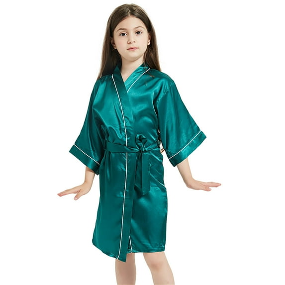 Bmisegm Girls Sleepwear & Robes Silk Satin Bathrobe for Kids – Kimono ...