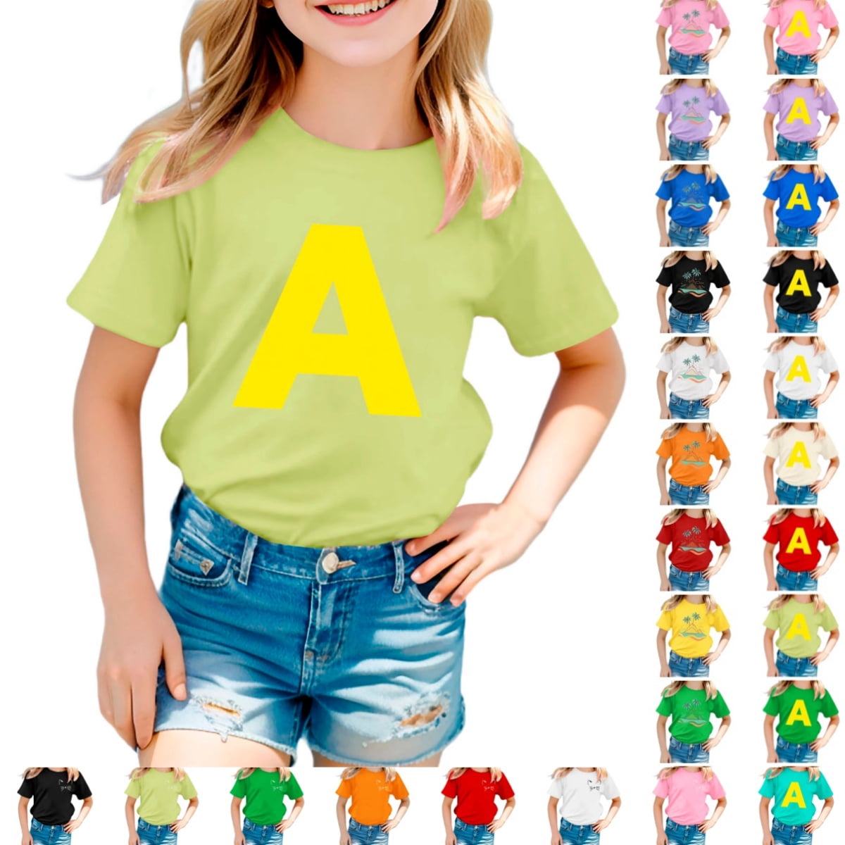 Bmisegm Girls T Shirts Children's Fashion Letter Printed T Shirt Casual ...