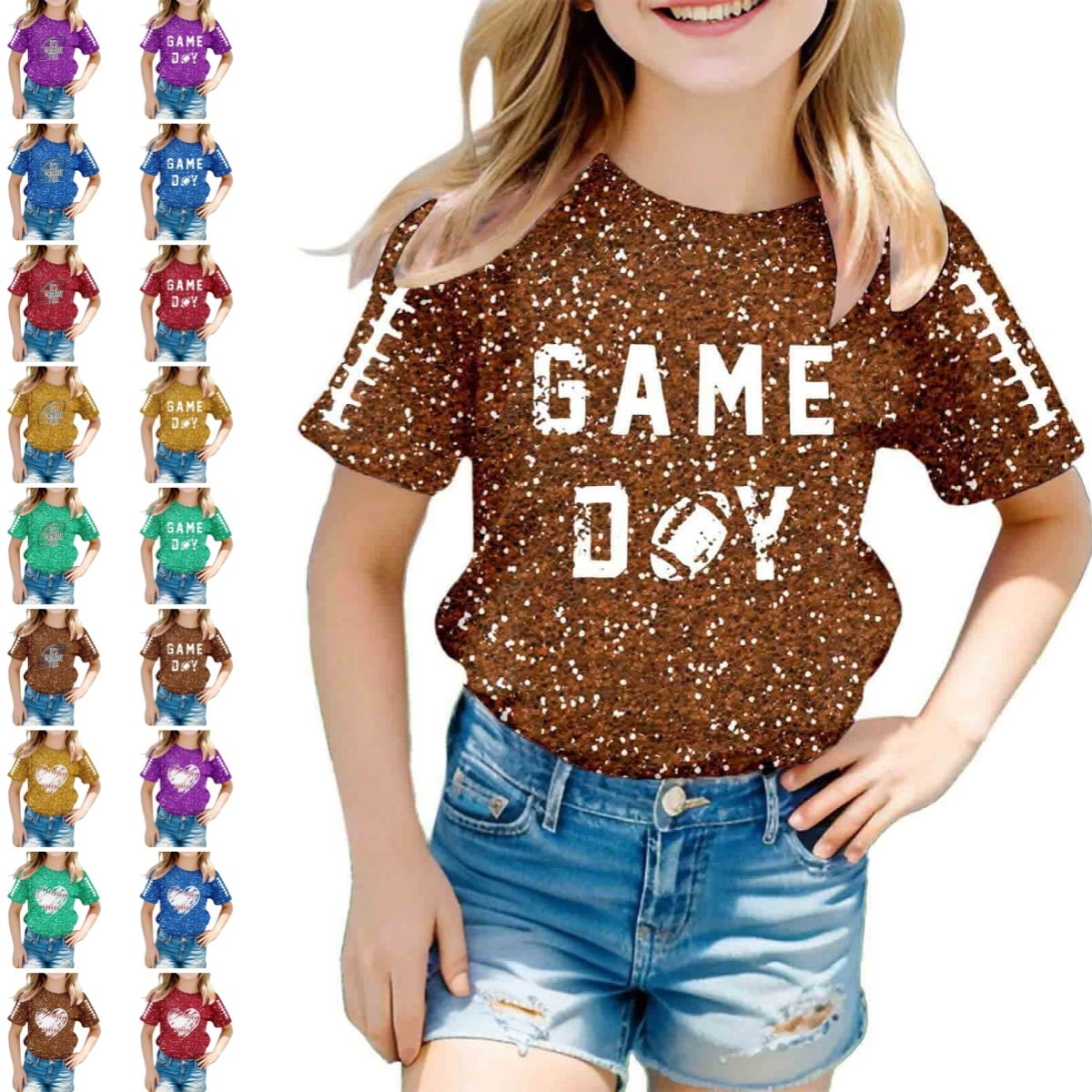 Bmisegm Girls T Shirts Graphic Print Short Sleeve Tee Comfortable ...