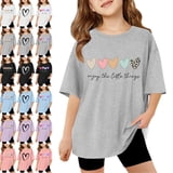 Bmisegm Girls T Shirts Letter Printed Short Sleeve Crewneck Soft ...