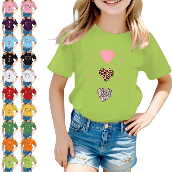 Bmisegm Girls T Shirts Short Sleeve Summer Fashion Casual Round Neck ...