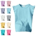 Bmisegm Girls Tshirts Ruffle Sleeve Solid Color Basic Vest for Girls ...