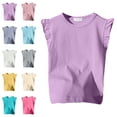 Bmisegm Girls Tshirts Ruffle Sleeve Solid Color Basic Vest for Girls ...