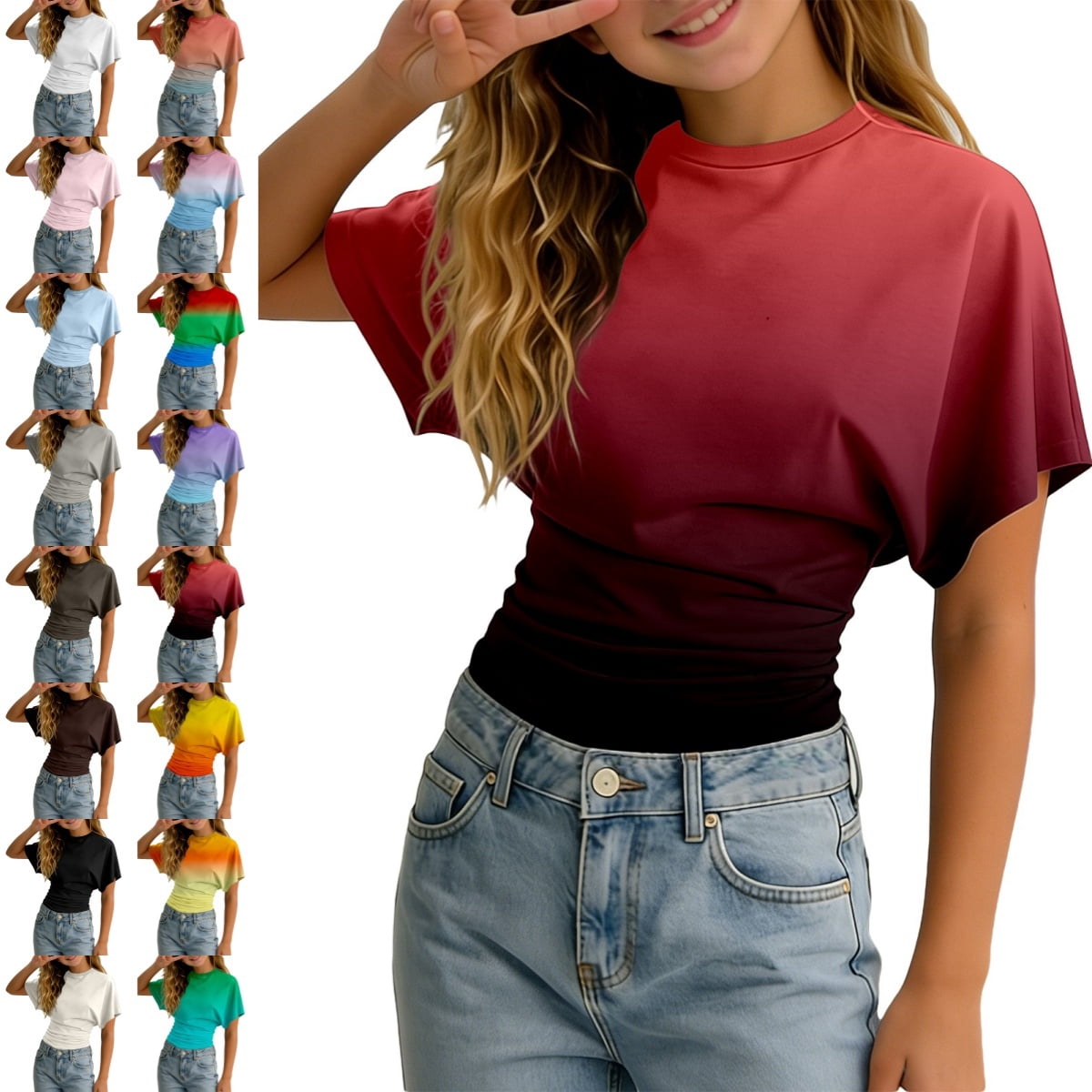 Bmisegm Girls Tshirts Summer Fashion O Neck Short Sleeve Loose Fit ...