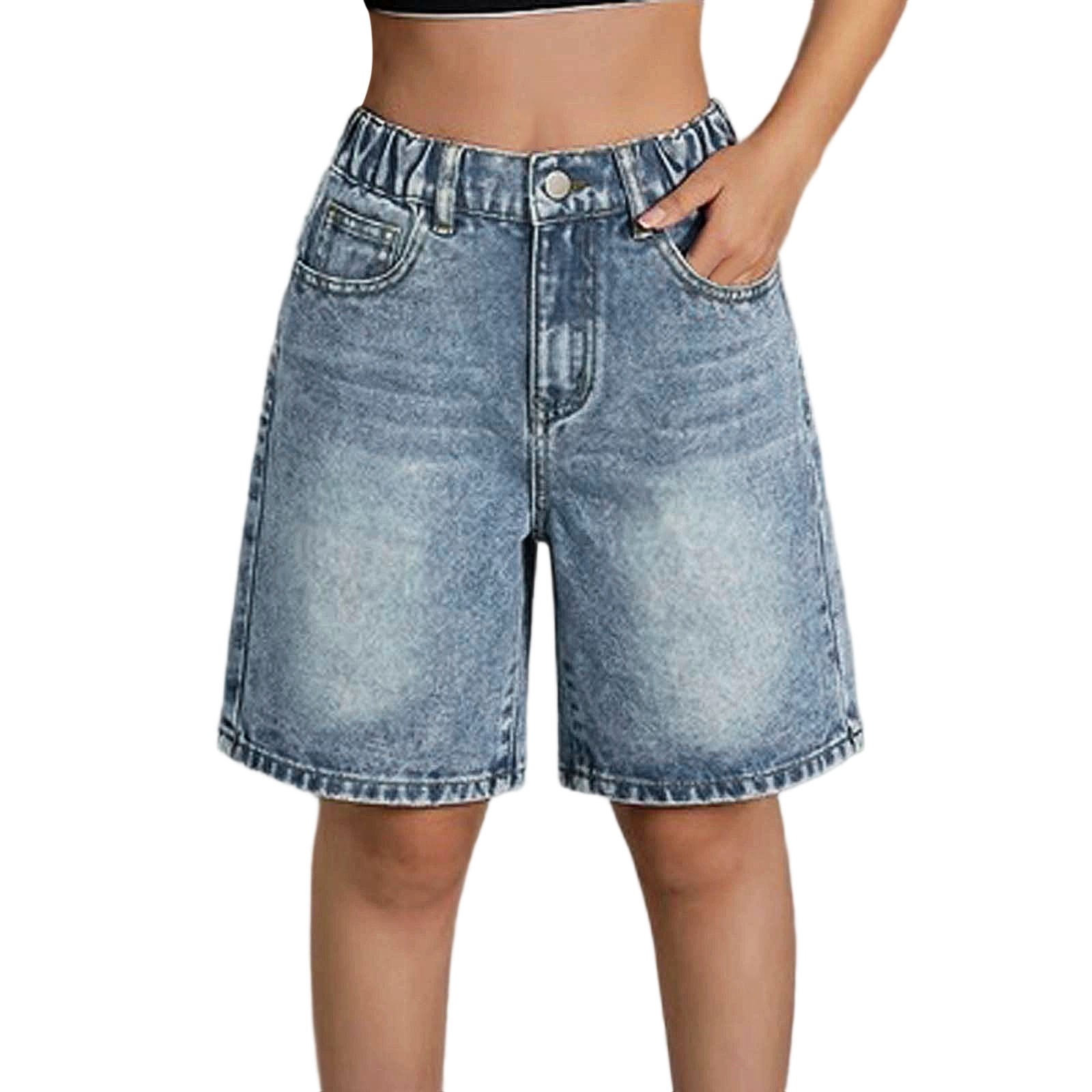 Bmisegm High Waisted Jean Shorts for Girls Casual Stretch Five Pocket ...