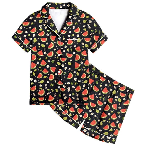 Bmisegm Holiday Pajamas Kids Girls Sleepwear Set Short Sleeve Fruit ...