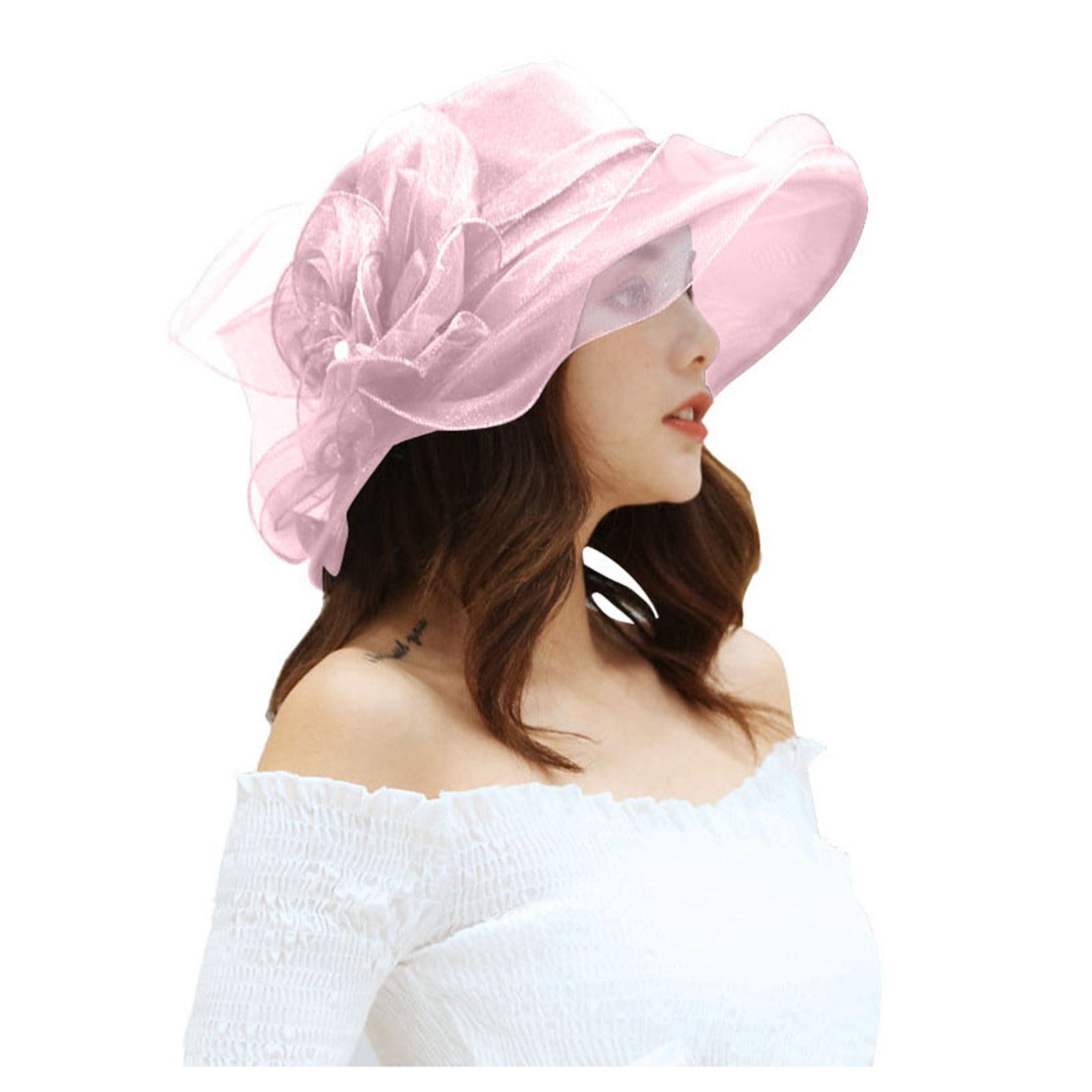 Bmisegm Bucket Hat Flower Beach Women's Bright Sun Hat Sunscreen ...