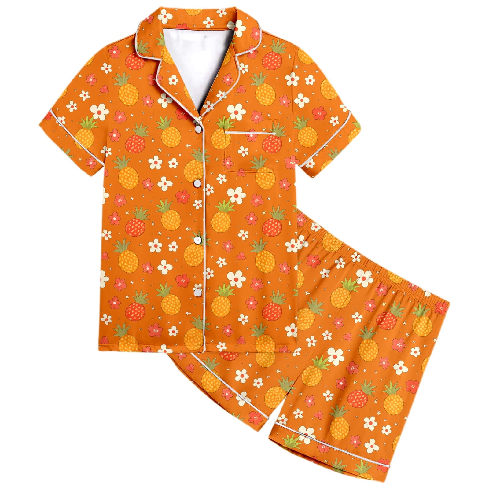 Bmisegm Kids Holiday Pajamas Girls Sleepwear Set Short Sleeve Pajamas ...