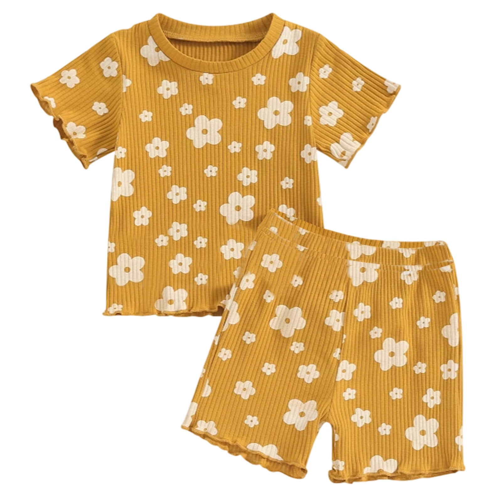 Bmisegm Kids Holiday Pajamas Unisex Baby Boys Girls Ribbed Short Sleeve ...