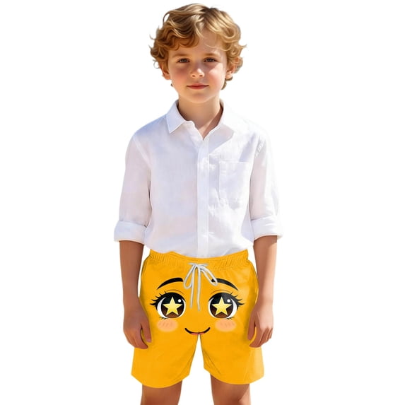 Bmisegm Kids Shorts Beach Print Easy Elastic Waistband Pocketed Casual ...