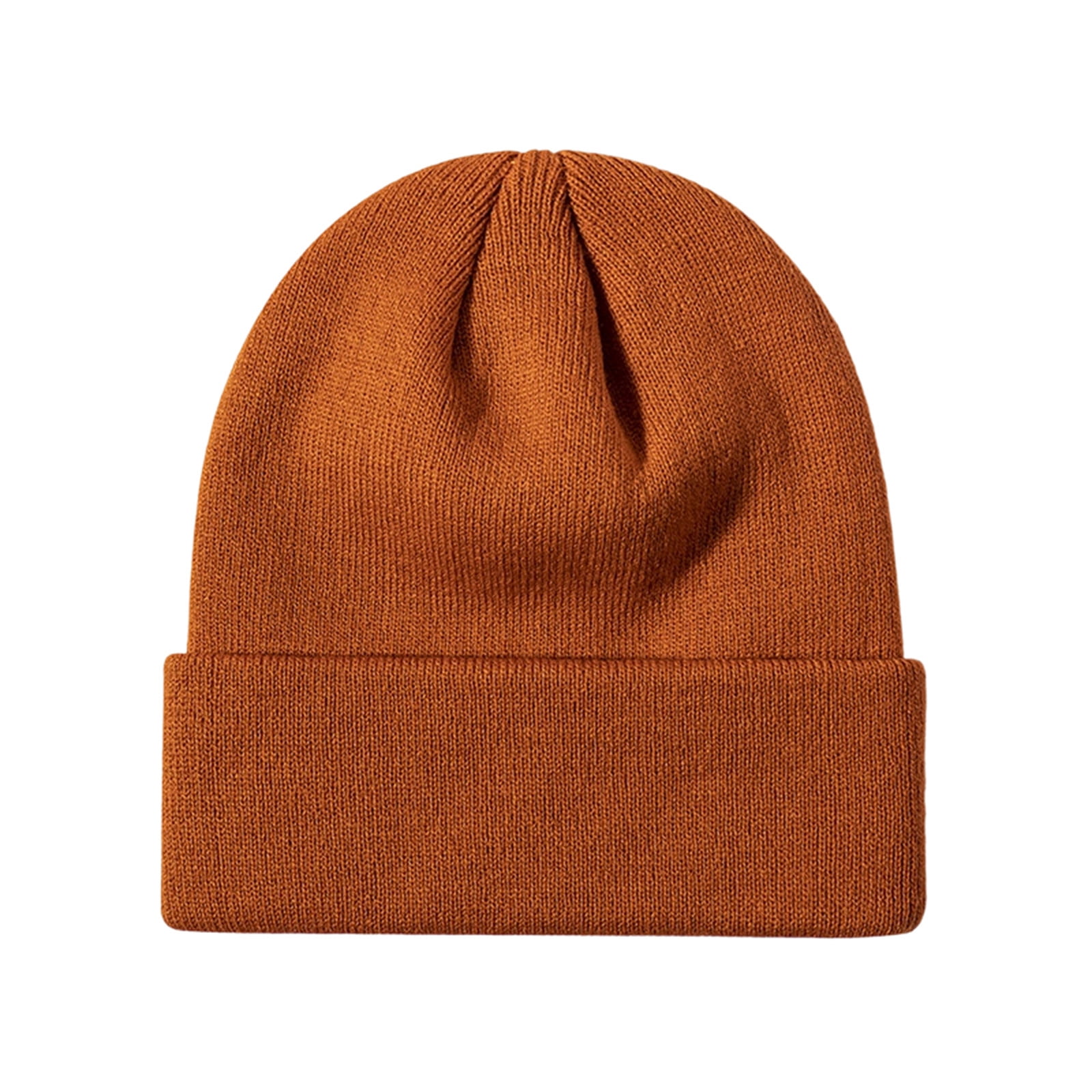 Bmisegm Winter Hat Knit Warm Hat Outdoor Thickened Ribbed Cuffless Roll ...