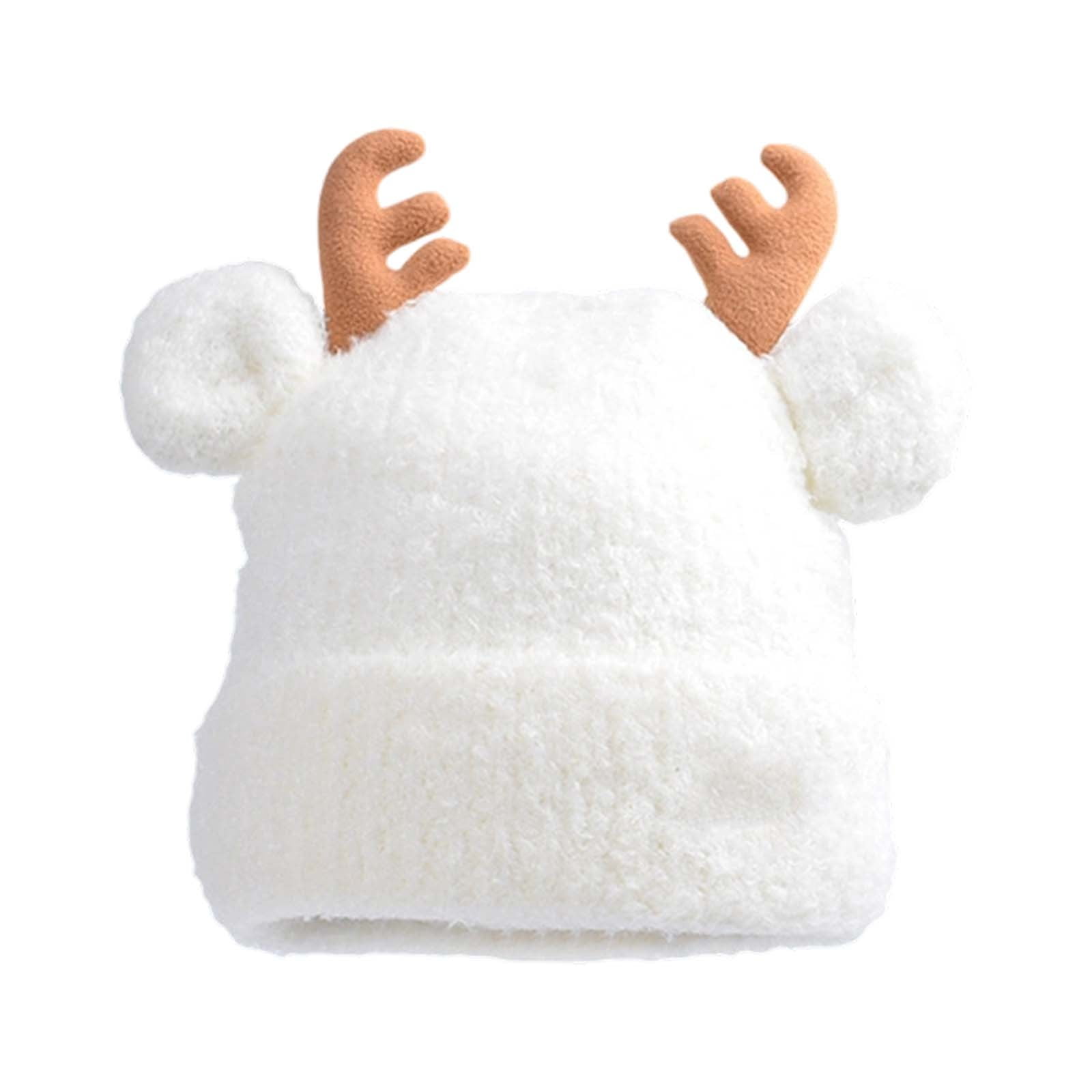 Bmisegm Kids Toddler Winter Reindeer Knit Beanie Hat Ear Flaps Fleece ...