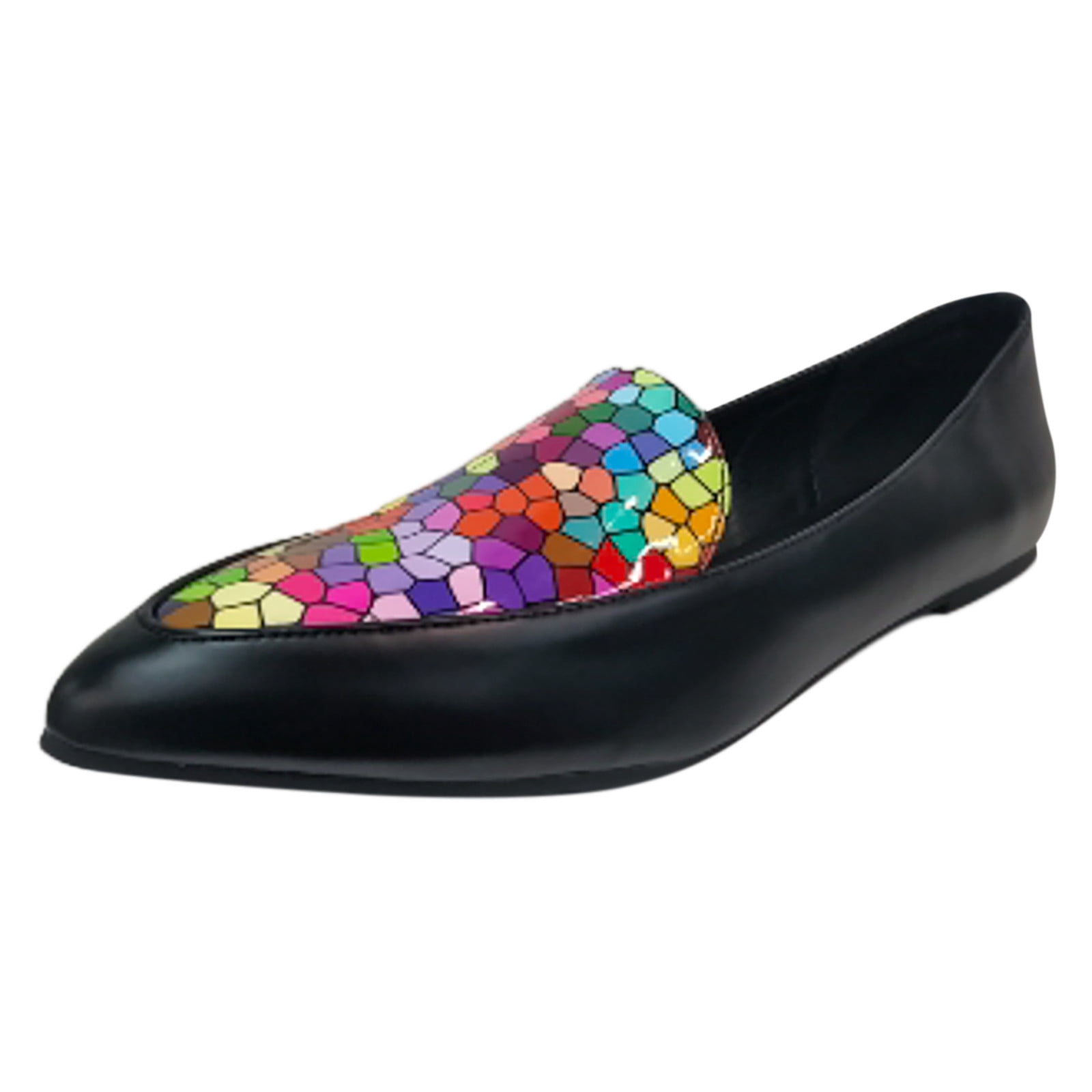 Bmisegm Ladies Single Shoes Retro Simple Patchwork Colour Comfortable ...