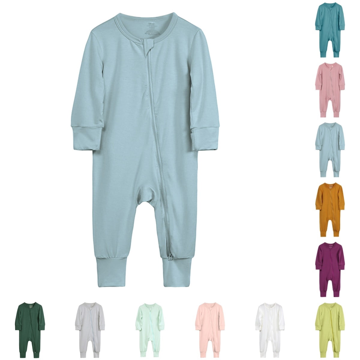 Bmisegm Long Sleeve Bodysuit Bamboo Fiber Soft Footless Zipper Sleeper ...