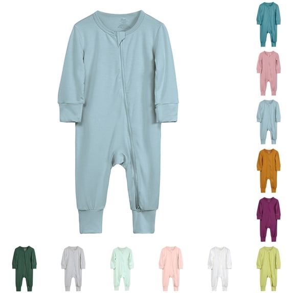 Bmisegm Long Sleeve Bodysuit Bamboo Fiber Soft Footless Zipper Sleeper ...