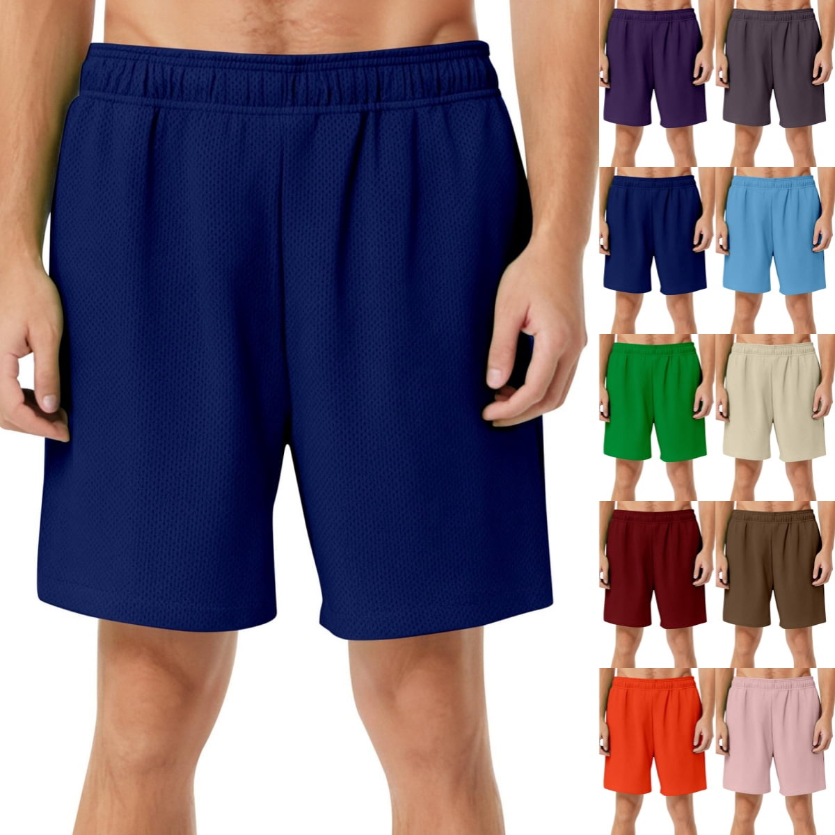 Bmisegm Mens Basketball Shorts Mesh Quarter Pants Fitness Sports Beach ...