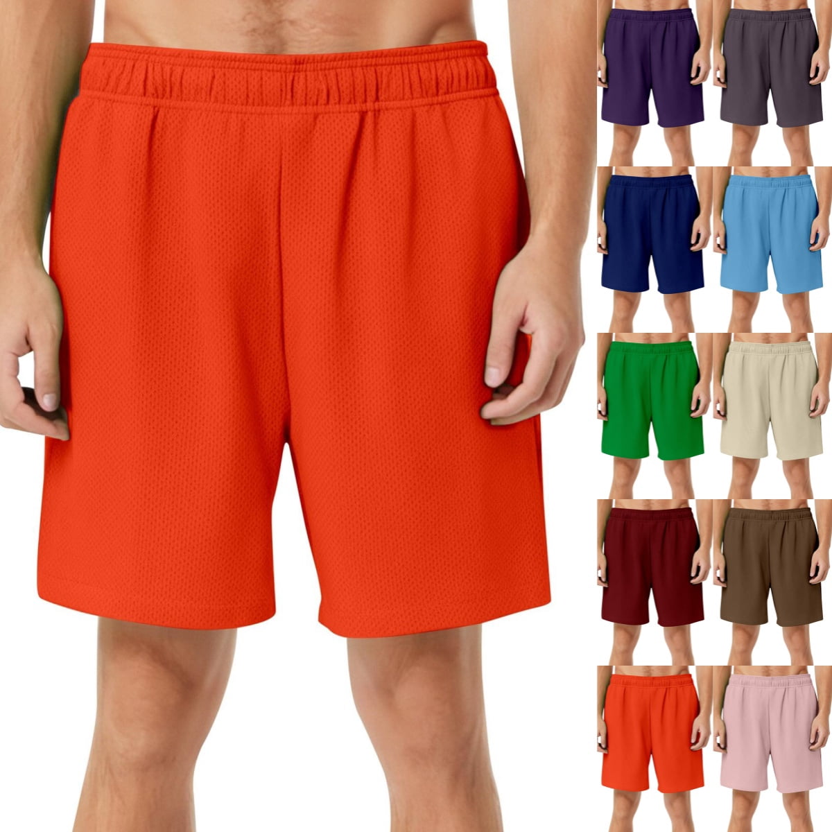 Bmisegm Mens Basketball Shorts Mesh Quarter Pants Fitness Sports Beach ...