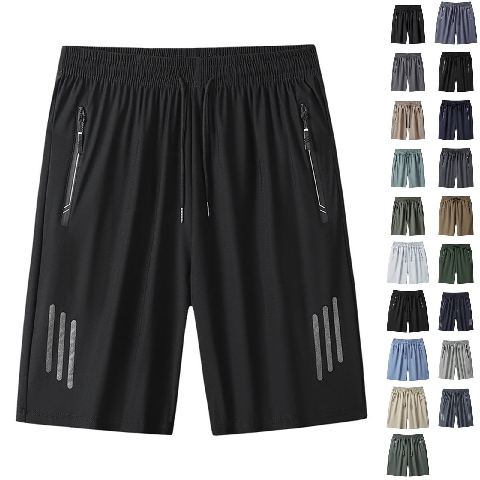 Bmisegm Mens Gym Shorts Ice Silk Sport Lightweight Breathable with Zip ...