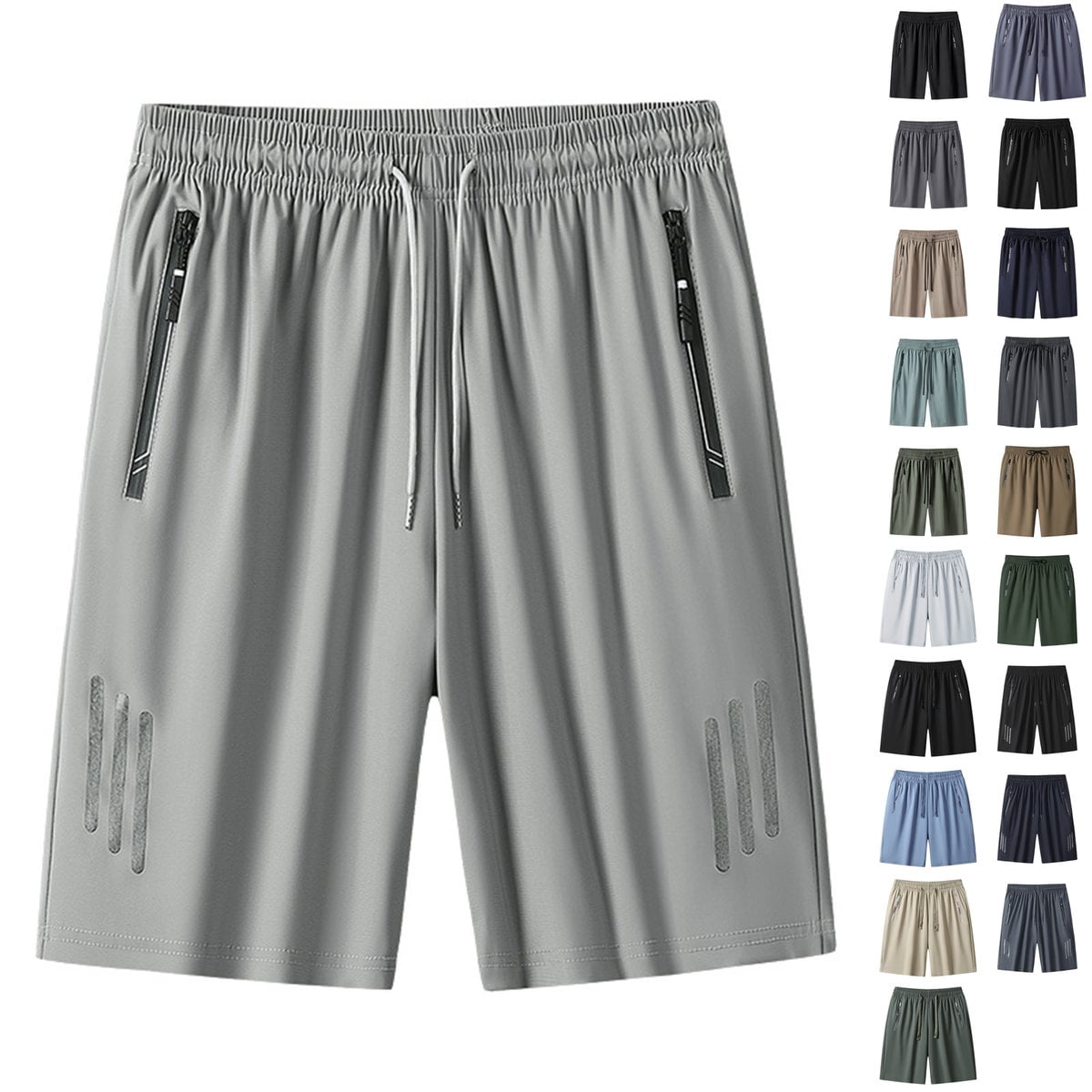Bmisegm Mens Gym Shorts Ice Silk Sport Lightweight Breathable with Zip ...