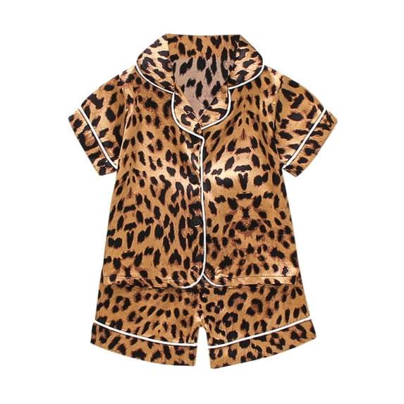 Bmisegm Pajama Kids Set Baby Boys Girls Leopard Print Short Sleeve ...