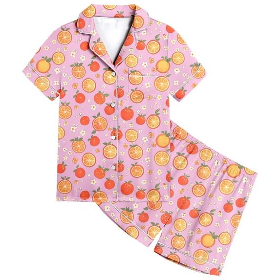Bmisegm Pajama Kids Set Girls Short Sleeve Pajamas with Fruit Print ...