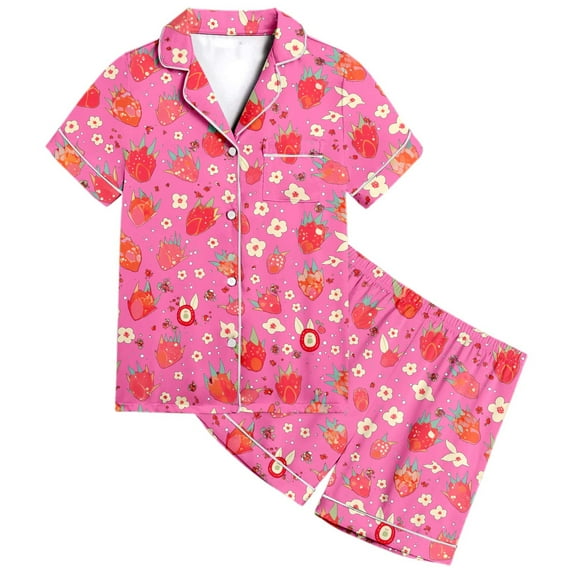 Bmisegm Pajama Kids Set Girls Sleepwear Set Age 2-13 Short Sleeve ...