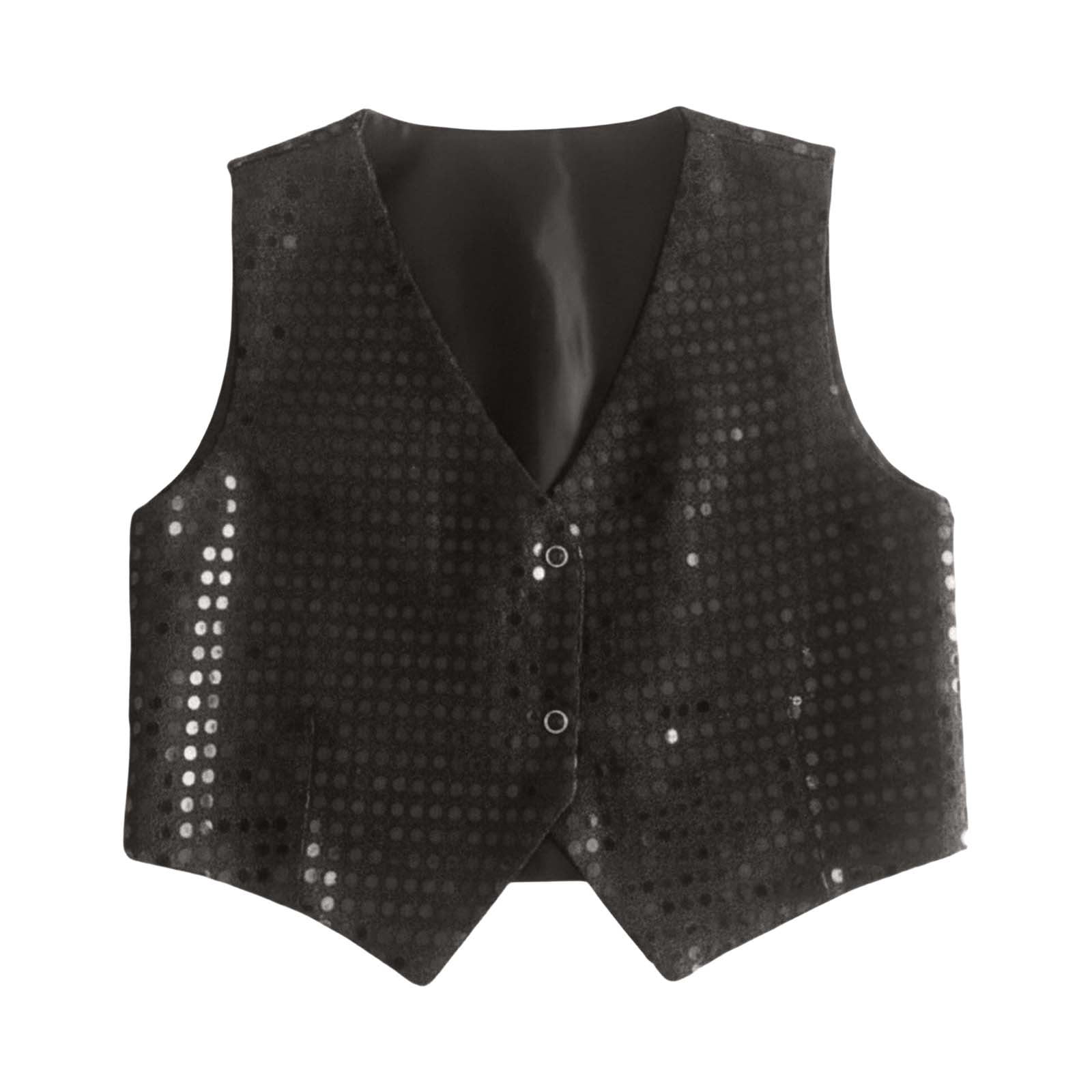 Bmisegm Shirt Kids Boys Performance Vest Stage with Sparkling Sequins ...