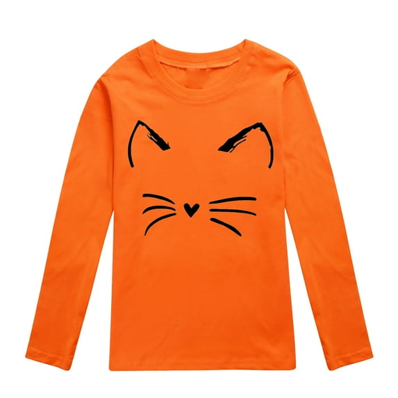 Bmisegm Shirt Kids Toddler Boys Girls Autumn Long Sleeve Cartoon Cat ...