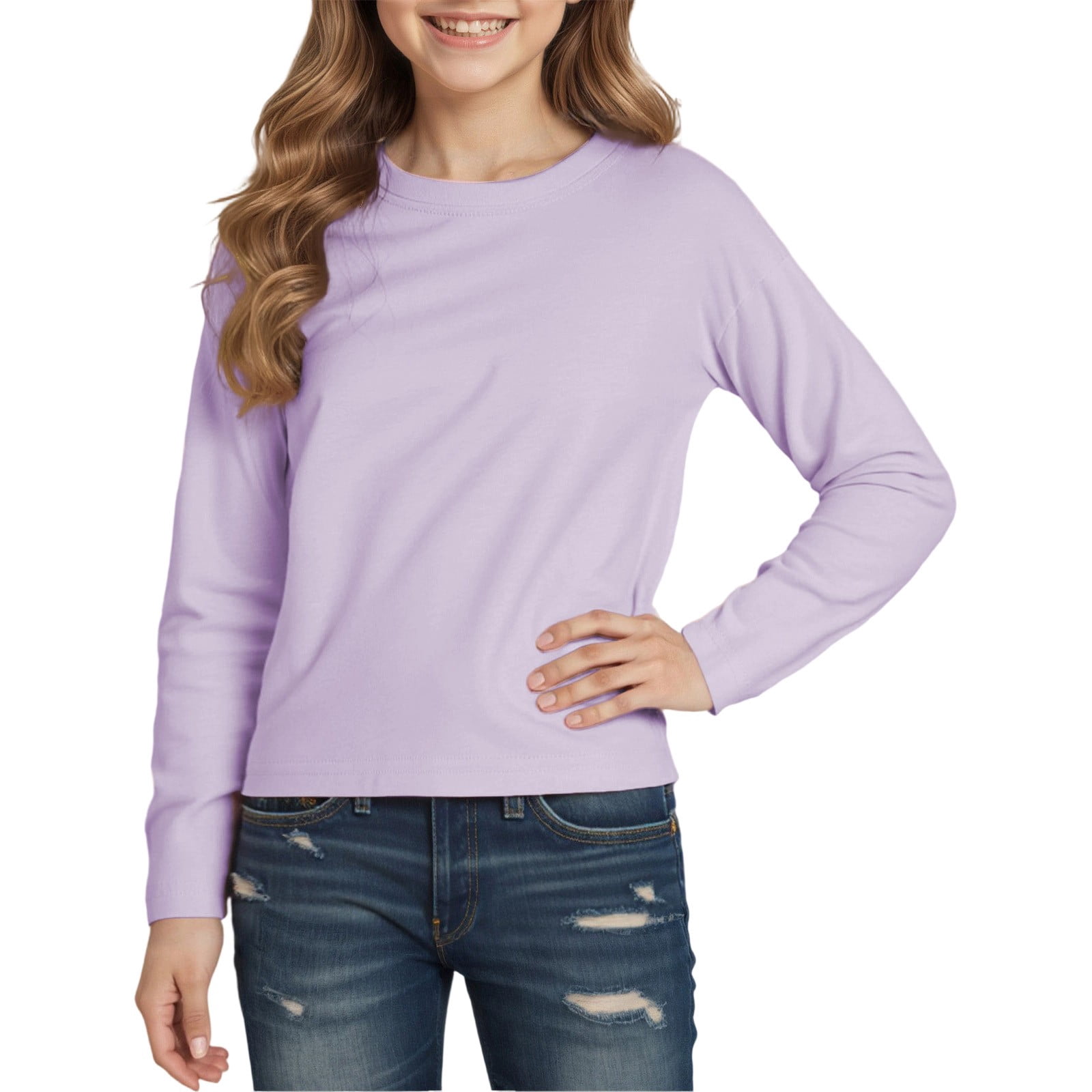 Bmisegm Shirts For Teens Childrens Long Sleeve T-Shirts Kids Crewneck ...