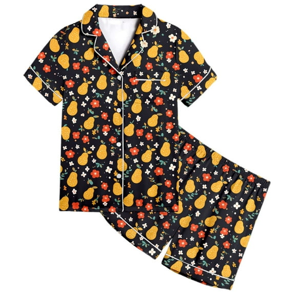 Bmisegm Sleepwear for Kids Girls Short Sleeve Pajama Set with Fruit ...