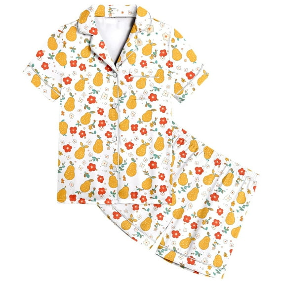 Bmisegm Sleepwear for Kids Girls Short Sleeve Pajama Set with Fruit ...
