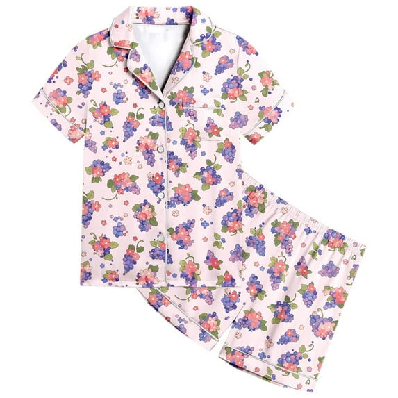Bmisegm Sleepwear Kids Girls Sleepwear Set Short Sleeve Pajamas with ...