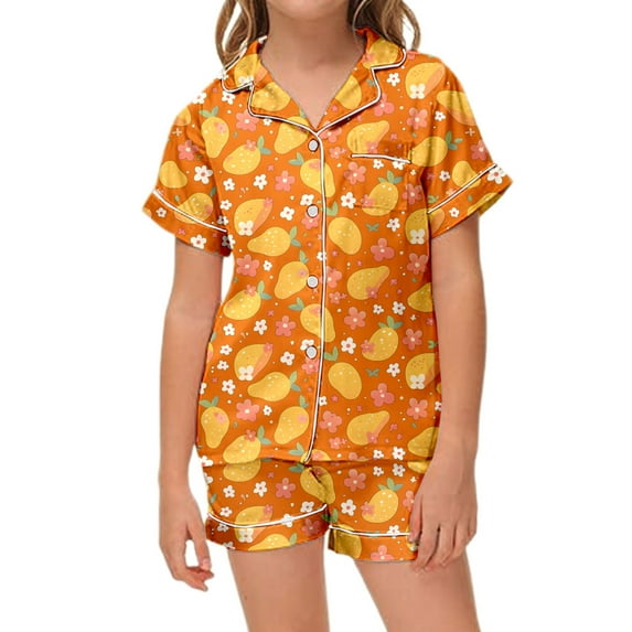 Bmisegm Sleepwear for Kids Girls Sleepwear Set Short Sleeve Pajamas ...
