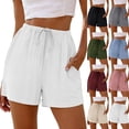 Bmisegm Summer Shorts for Women Drawstring Elastic Waist Solid Color ...