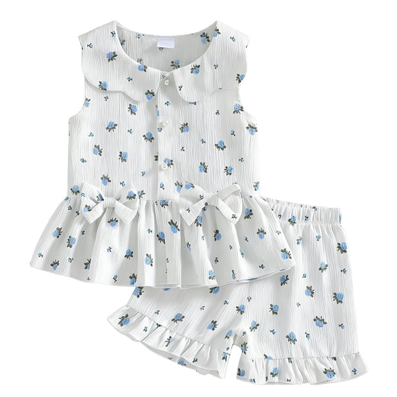 Bmisegm Toddler Girl Outfit Summer Cute Bow Tie Sleeveless Top And ...