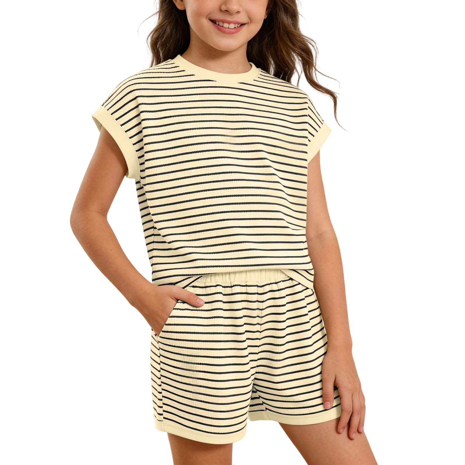 Bmisegm Toddler Girl Outfits Summer Casual Two Piece Loose Side Opening ...